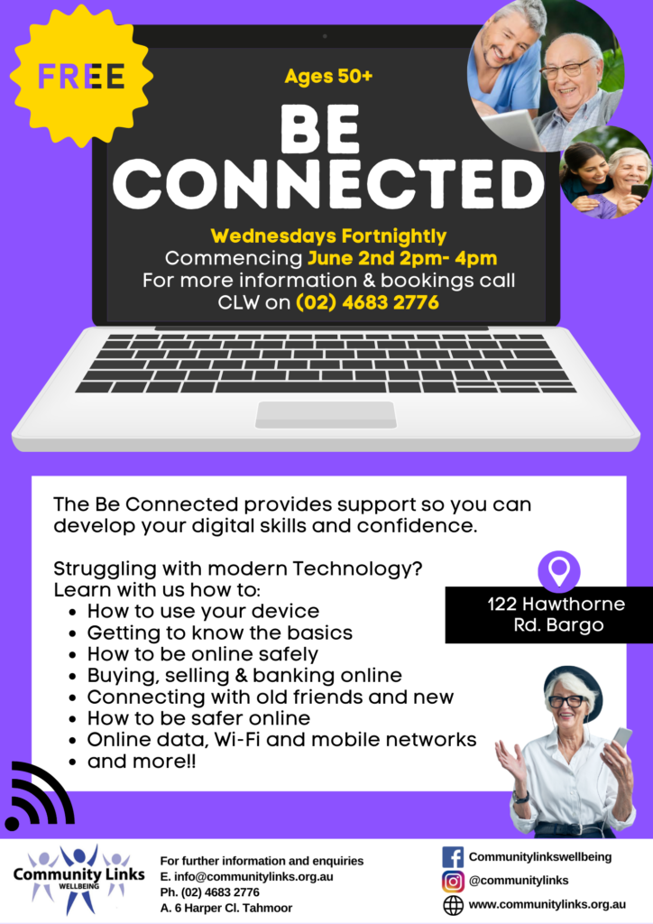 Community Links Wellbeing | BE CONNECTED FLYER